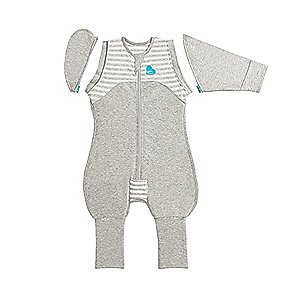 Love to Dream Swaddle UP Transition Suit, Gray, Medium, 13-19 lbs, Patented Zip-Off Wings and Unique Self-Soothing Sleeves, Safely Transition from Swaddled to Arms-Free Before Rolling Over