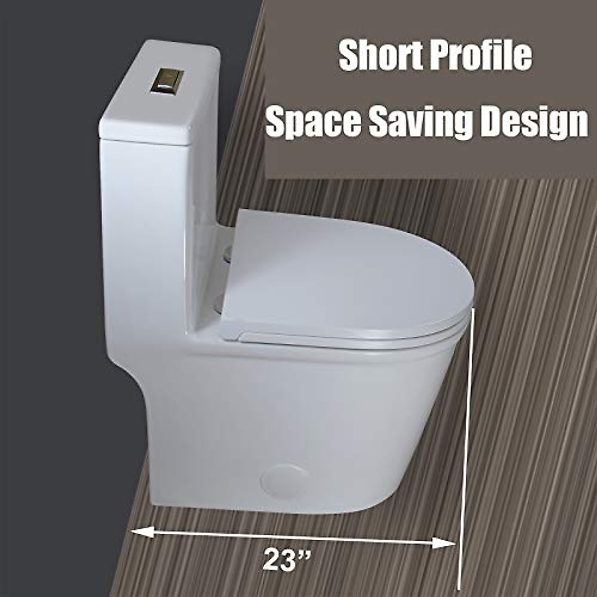 WinZo Compact One Piece Toilet 22.8" Depth Modern Short Design Dual Flush for Small Tiny Mini Bathroom 12" Rough-in,White (WZ5079)