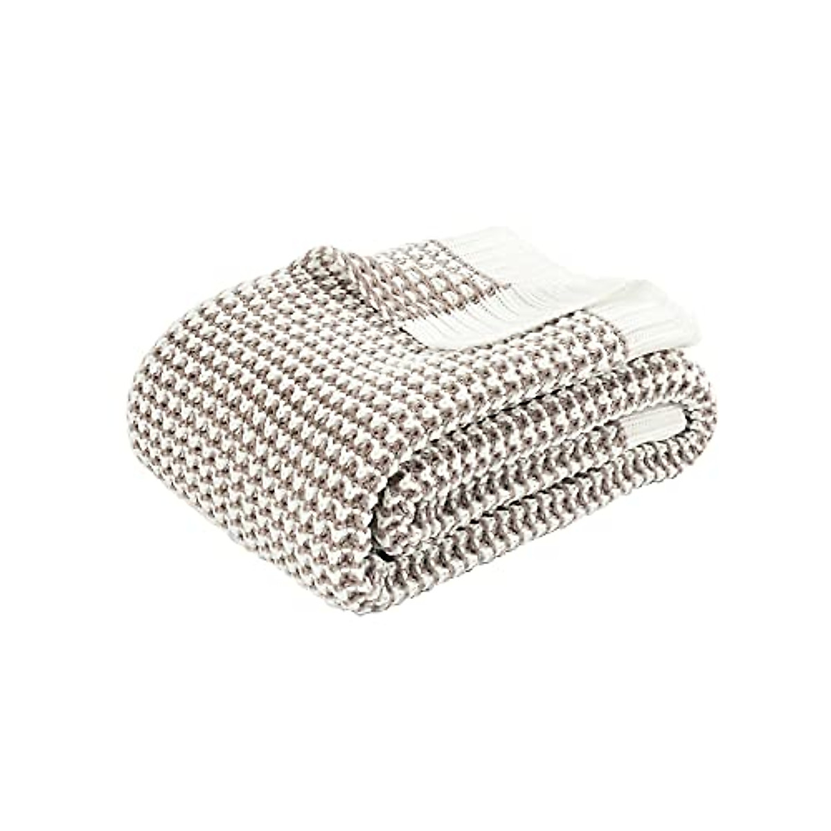 Lush Decor Chic and Soft Knitted Throw Blanket, 60" x 50", Neutral