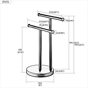 Towel Holder Stand Gold Brushed Hand Towel Holder Stand T-Shaped Towel Rack for Bathroom Kitchen Countertop, 2 Towel Rings, SUS304 Stainless Steel