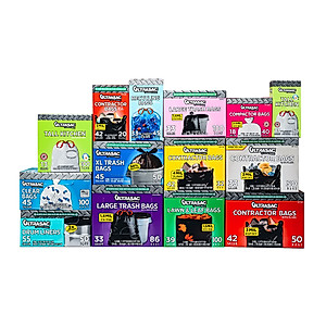 Ultrasac Black Large Heavy Duty Drawstring Trash Bags 33 Gallon 1.4 MIL, 33.5" x 38" - Pack of 86 - For Home, Commercial, Construction, & Outdoor