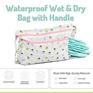 melii Waterproof Wet & Dry Bag with Handle, for Wet Bathing Suits, Diapers and Potty Training and Dishes, 14x11 (Bulldog)