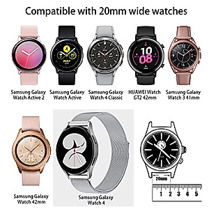 JKD Metal Band Compatible with Samsung Galaxy Watch 4 Band/Galaxy Watch 5 Band, Galaxy Watch 5 Pro Band/Samsung Active 2 Watch Bands/Galaxy Watch 3 Band, 20mm Stainless Steel Strap Women Men, Colorful