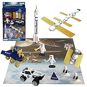 ArtCreativity 10 Pc Space Explorer Toy Kit, Pretend Play Set with Astronaut Figurines, Robotic Exploration Truck, Diecast Metal Vehicle, NASA Sign and More, Best Gift for Exploring Boys and Girls