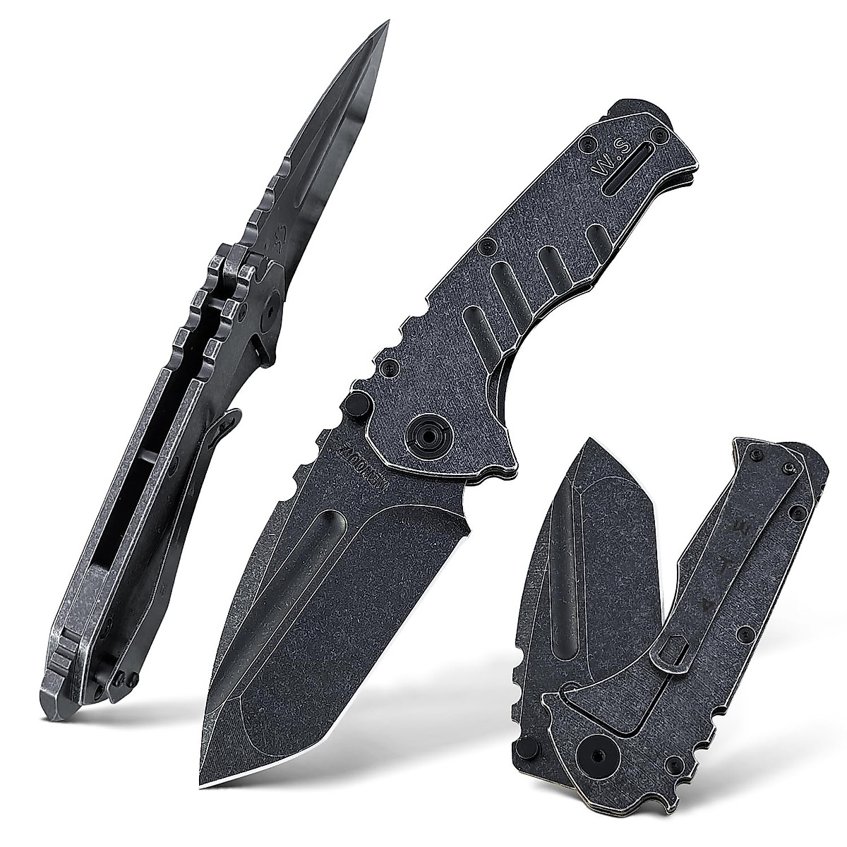 NEWOOTZ AUS-8 Blade Stone Wash Steel Handle Outdoor Camping Pocket Folding Knife EDC Portable Climbing Sharp