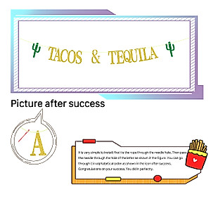 Tacos & Tequila Banner, Gold Taco Banner for Mexician Taco Party/Taco Tuesdays/Tacos and Tequila Party/for Mexican Fiesta Fiesta/Birthday Decorations Gold Glitter