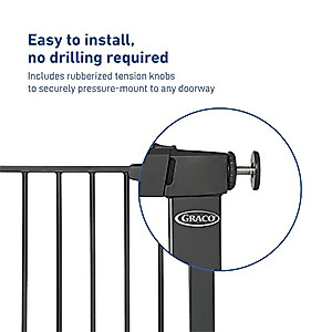 Graco BabySteps Walk-Thru Metal Safety Gate (Gray) - Pressure-Mounted Baby Gate for Doorway, Expands from 29.5-40.5 Inches, 29.5 Inches Tall, Includes 3 Extensions, Perfect for Children, Pet-Friendly