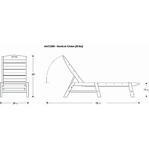 POLYWOOD NAC2280BL Nautical Patio Chaise, Black