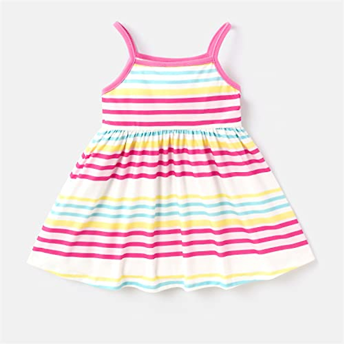 Care Bears Baby Girl Strap Dress Infant Girl A Line Sundress Pink Striped Cami Dress Color Block 18-24 Months