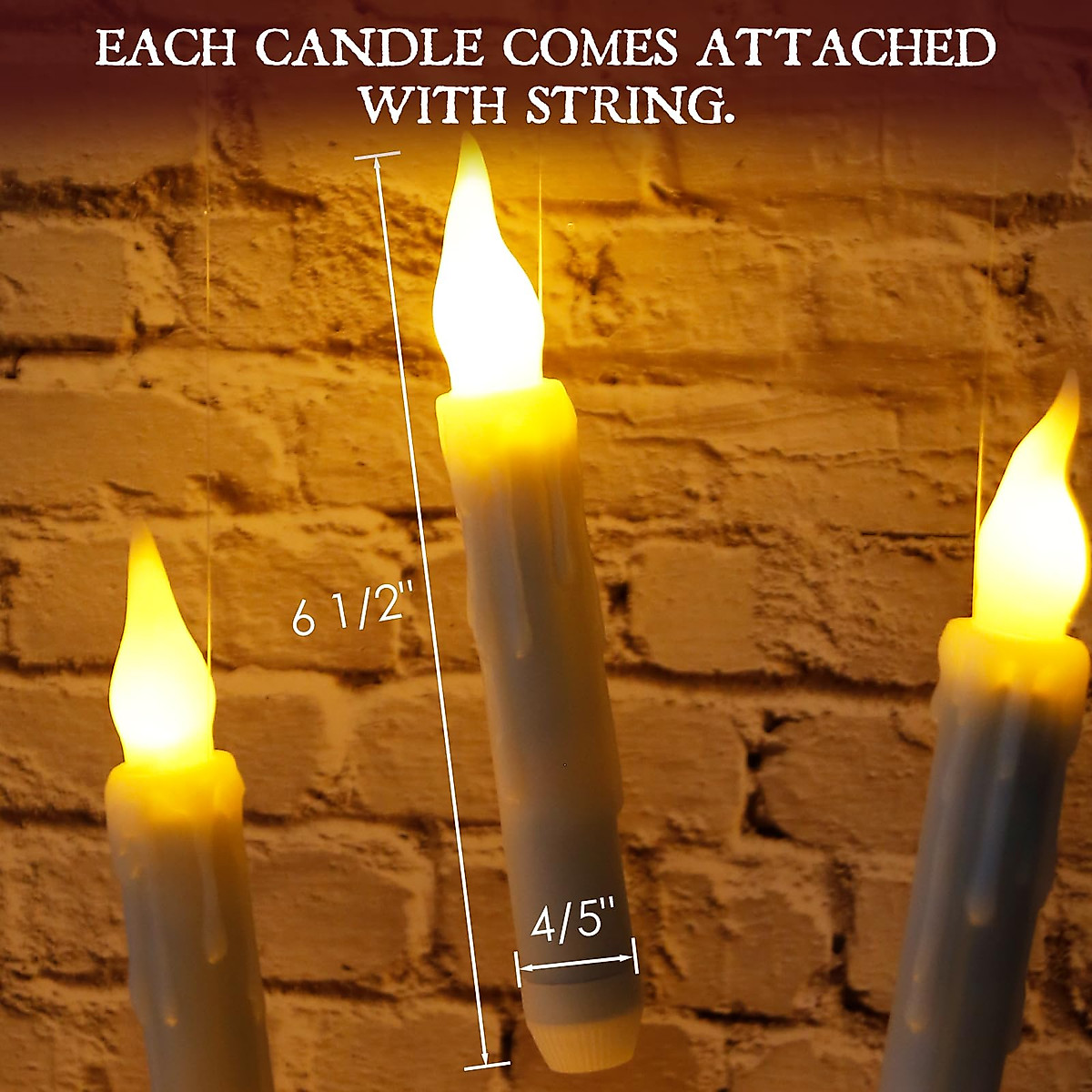 Halloween Decorations - 12Pcs Floating Candles with Wand - Flickering Warm Light Flameless Hanging Candles Set Decor for Indoor Home Bedroom