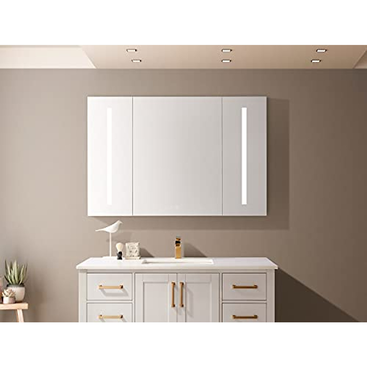 Vinnova Rieti 48" Rectangle Frameless LED Lighted Bathroom Vanity Medicine Cabinet Wall Mounted Mirror