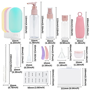 CCTIVED Travel Bottles for Toiletries, 23 Pack TSA Approved Silicone Travel Size Containers with Lable and Clear Bag, Leak Proof Refillable Travel Toiletry Bottle for Shampoo,Lotion,Conditioner