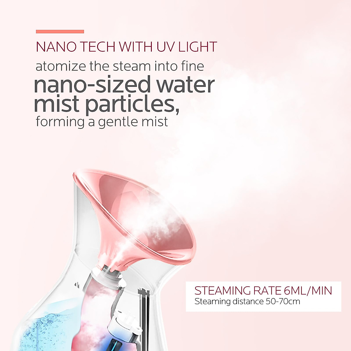 Colorfarm Facial Steamer Nano Ionic: Face Steamer Deep Cleaning Unclogs Pores - Humidifier Hot Mist Home Sauna Spa for Women Men Sinuses Moisturizing