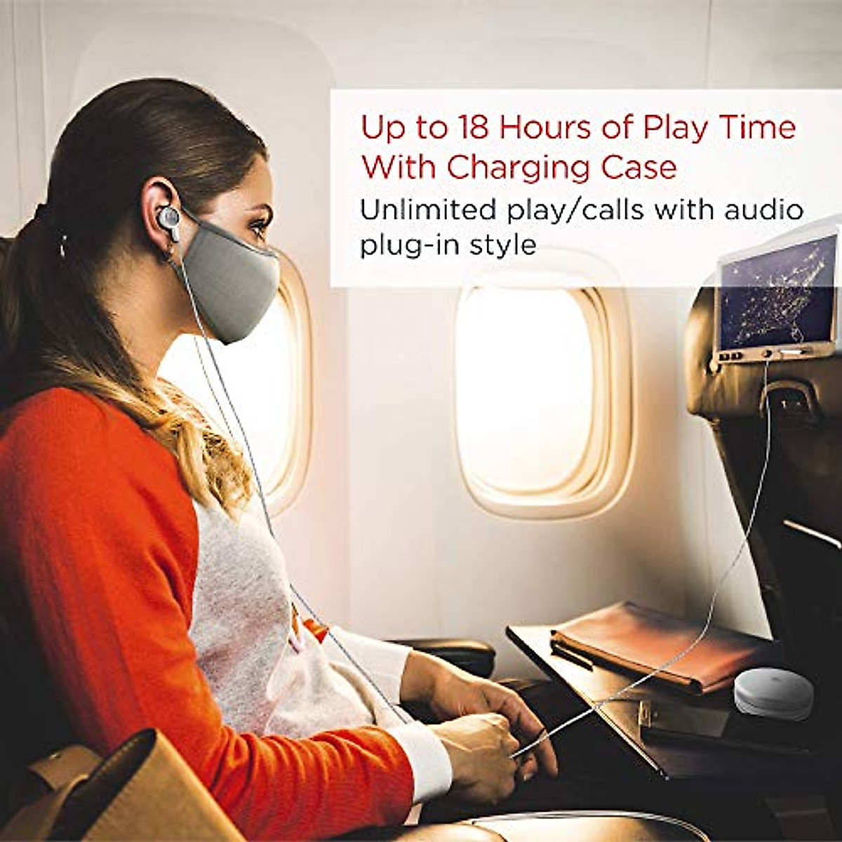 Motorola Tech 3-3-in-1 Smart True Wireless Headphones - Cordless Earbuds, Sport Wire, Audio Plug-in - IPX5, Built-in Microphone, Magnetic Charging Case with Cable Storage System - Platinum White