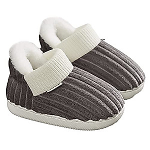 Kids Home Slippers Girls Boys Slippers Cotton Comfy House Slippers Bedroom Home Slippers Winter Warm Indoor Shoes Home Shoes for Toddler Girls (Coffee, 5-5.5 Years Little Child)