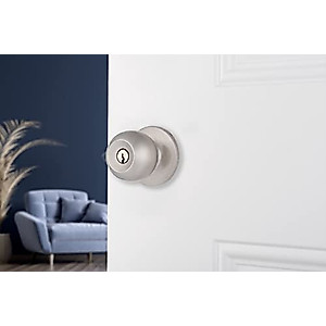 BRINKS – Transitional Keyed Entry Ball Door Knob, Satin Nickel - Designed for Traditional and Transitional Homes and Blends Seamlessly with Interior Décor (E2415-119)
