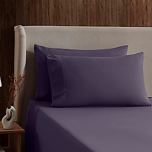 Nestl RV Short Queen Sheet Set - 4 Piece Bed Sheets for Short Queen Size Bed, Deep Pocket, Hotel Luxury, Extra Soft, Breathable and Cooling, Purple