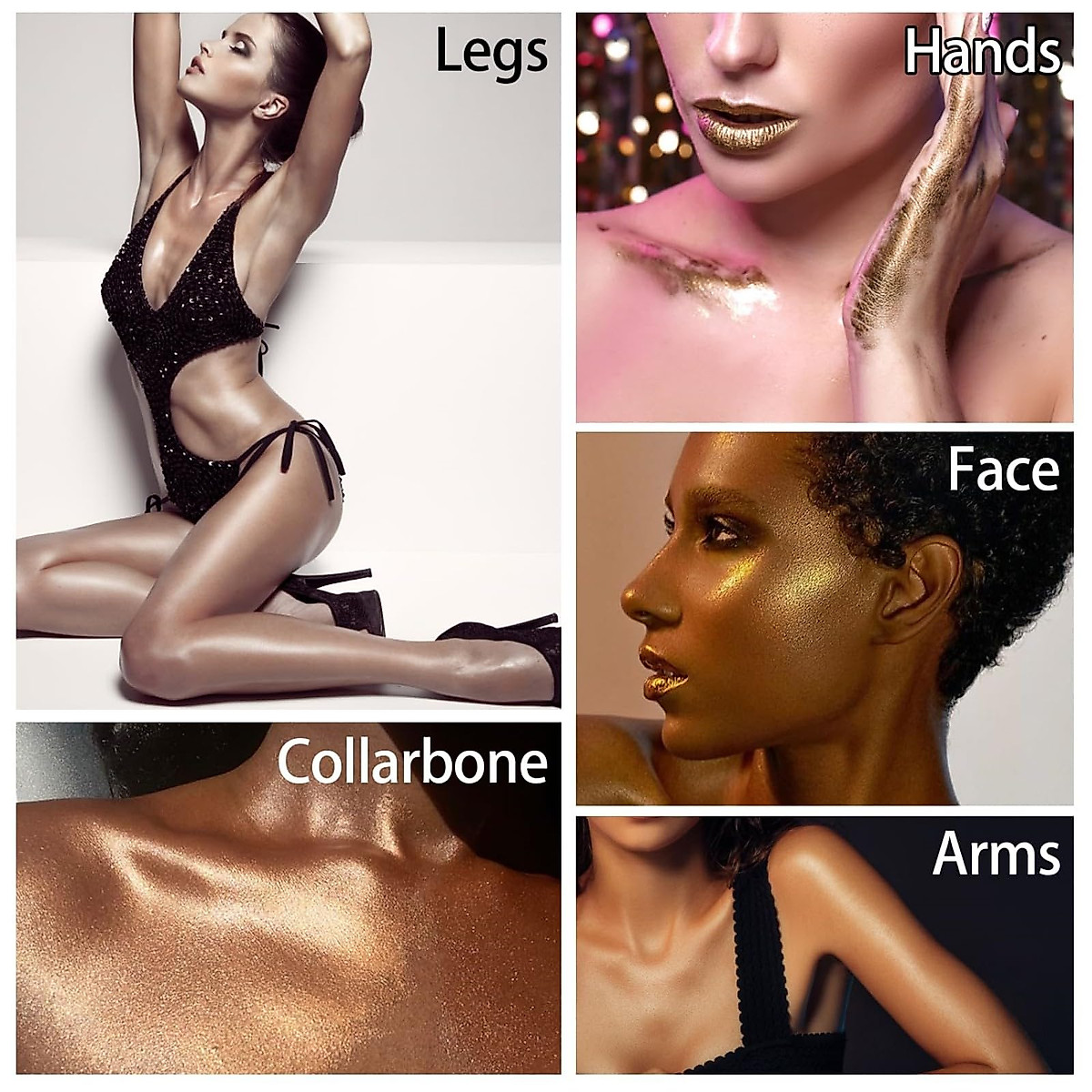 MAEPEOR Body Luminizer 5 Colors Smooth Subtle Shimmer Body Illuminator Moisturizing Long Lasting Summer Glow Illuminator For Face & Body (40ML, 01 Silver)