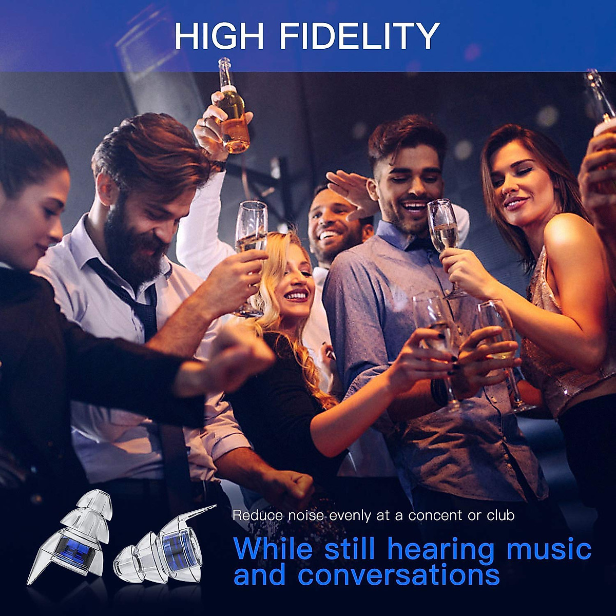 SureFire EP4 Sonic Defenders Plus filtered Earplugs, triple flanged design, reusable, Black, Medium