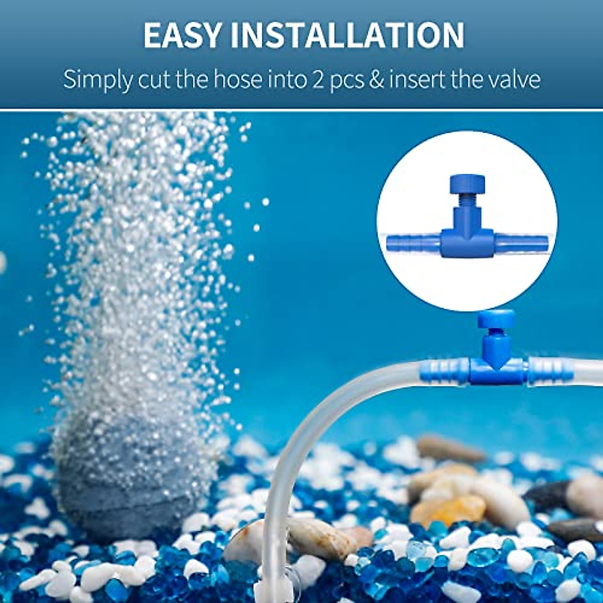 Pawfly Aquarium Air Control Valves for 3/16" ID Airline Tubing Single Way Plastic Air Flow Controllers Regulators Adjustable Blue Hose Connectors Air Pump Accessories for Fish Tanks, 10 Pack