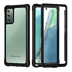 seacosmo Note 20 Case 5G, [Shock Absorption] Full-Body Protective Clear case with Built-in Screen Protector, Dual Layer Bumper Cover Hybrid Phone Case for Samsung Galaxy Note20, Black