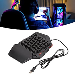 One Handed Gaming Keyboard, RGB Backlit 35 Keys Portable Mini Gaming Keypad with Macro Recording Function Plug and Play Mechanical Gaming Keyboard for PC Gamer