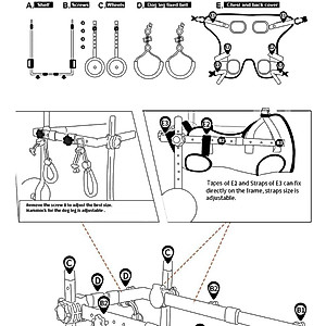 Adjustable Dog Wheel-Chair for Back Legs,Pet Walk Tools,Pet Mobility Aids with Wheels,Dog Leg Brace and Hip Support, Suitable for Back Legs,Dog Assisted Walking Device
