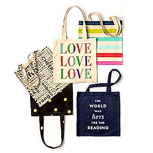 Kate Spade New York Cute Canvas Tote Bag for Women, Black Canvas Beach Bag, Book Tote with Pocket, Scatter Dot