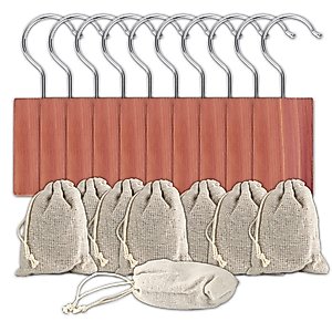 Cedar Hang Ups for Clothes Storage with Cedar Sachets - 20 Pcs 100% Natural Cedar Scent Protects Clothes&Cedar Freshener - for Storage Shelves, Cupboards...