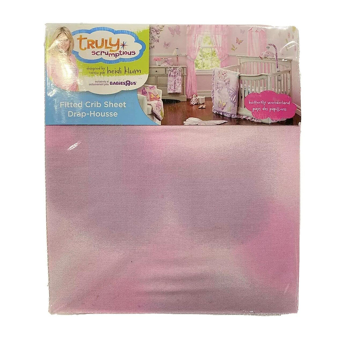 Truly Scrumptious by Heidi Klum Butterfly Wonderland Cotton Crib Sheet Pink