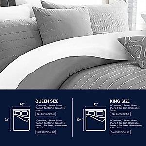 Chic Home 9 Piece Brenton Super Rich Microfiber Stitch Embroidered Comforter, King, Black,CS3952-AN