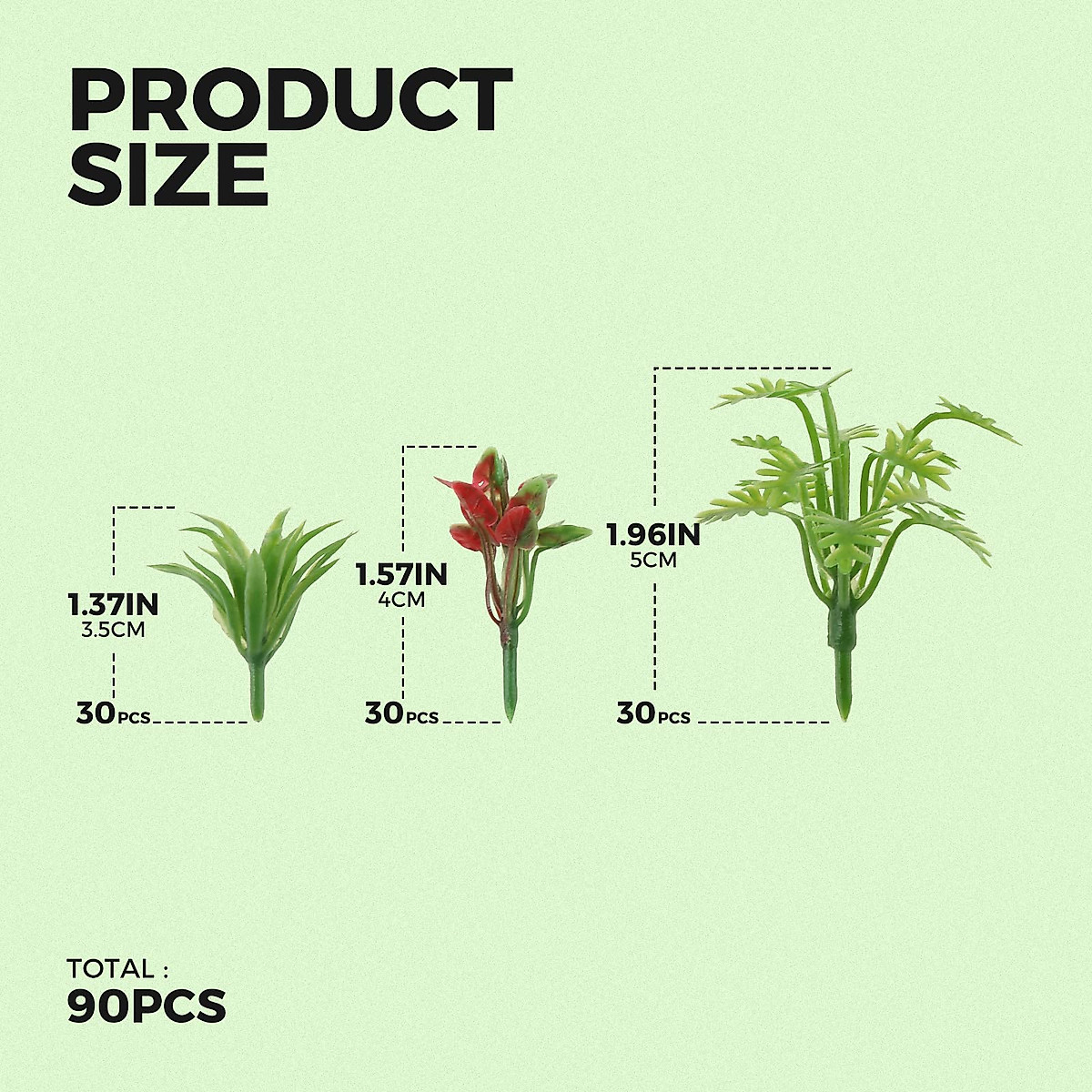 Yetaha 90 Pcs Mini Model Trees Plants, Miniature Plants Green Shrubs Bush Model Artificial Plants for Train Scenery Railway Sand Architecture Craft DIY Landscape Dollhouse Cake Topper Decor