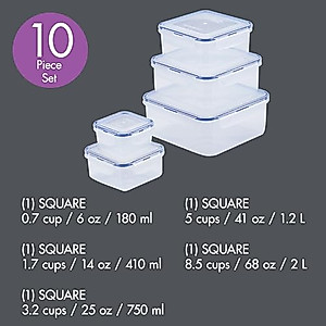 LocknLock Food Storage Container Set, 10 Piece, Clear