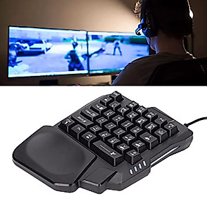 Deryang One-Handed Gaming Keyboard 35 Keys Waterproof Gaming Keyboard Wide Wrist Rest for Mobile Computer Gaming