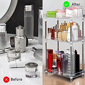 Bathroom Organizer Countertop, 3 Tier Acrylic Vanity Tray, Counter Makeup Organizer for Skincare Cosmetics, Multi-Functional Organizer for Bathroom Kitchen (3 Tier)