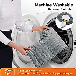 XL Heating Pad for Back Pain Relief, LQCTS Electric Heating Pads for Cramps, Neck and Shoulder with Auto Shut Off, Moist Heat Option, Gifts for Women, Men, Mom, Dad, Machine Washable (Gray)