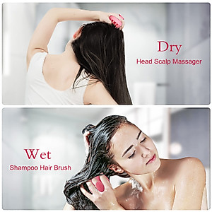 LONOIIEN Scalp Massager, Scalp Scrubber with Soft Silicone Bristles Hair Shampoo Brush for Scalp Exfoliator, Promote Hair Growth & Dandruff Removal(Pink)