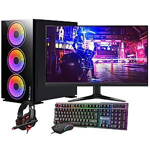 HAJAAN Breeze Gaming Desktop Tower PC with 24 Inch Gaming Monitor- Intel Core i3-10100F Processor 3.6GHz, 16GB DDR4 RAM, 512GB SSD, GeForce GT 1030 2GB, Gaming Headset, Windows 11 Pro