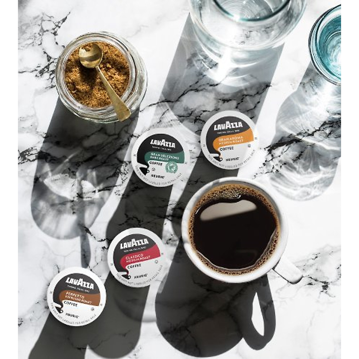 Lavazza Gran Selezione Single-Serve Coffee K-Cup Pods for Keurig Brewer, Dark Roast, 16 Count Box, Black, White