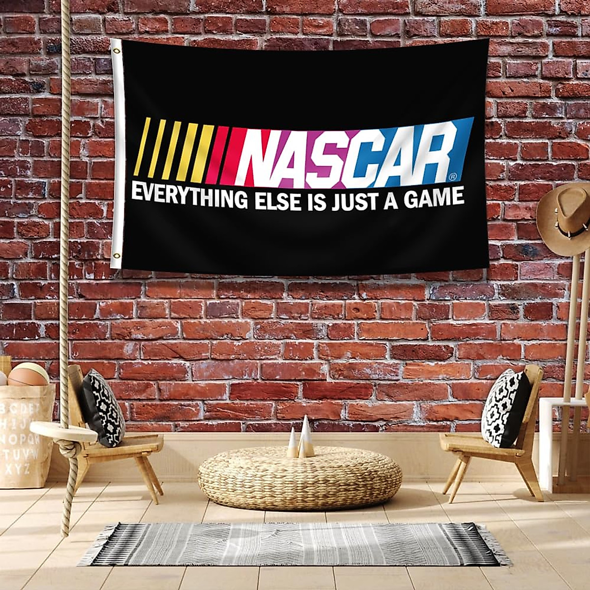 Kasflag NASCAR Racing Flag Banner in Black (3x5ft,Heavy Duty, Durable 150D Polyester) Brass Grommets For Outdoor Room Man Cave