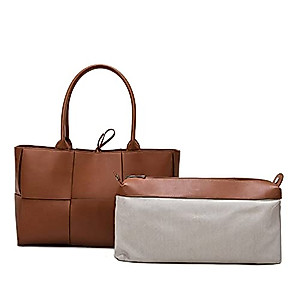 NA Women's Bag 2021 New Hand-Woven Soft Leather Textured Tote Bag Autumn Winter Retro Simple Casual Handbag Brown