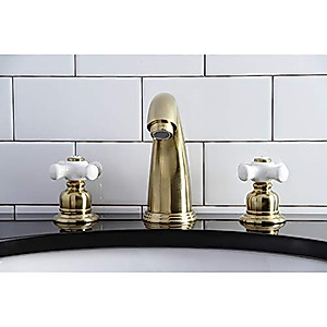 Kingston Brass KB987PXSB Victorian 2-Handle 8 in. Widespread Bathroom Faucet, Brushed Brass
