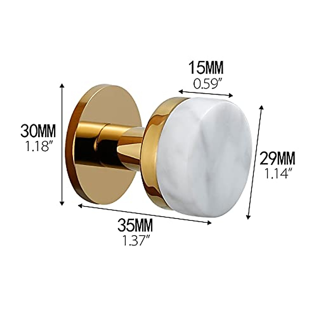 ZAHCHIS Golden Brass Hook Natural Marble Porch The Bathroom Towel Hook Adhesive Wall Hook Golden Hooks for Hanging Contracted (Free of Punch)