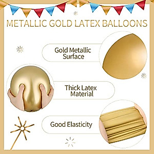 Kasyat 200 Pieces Metallic Latex Balloons, 18/16/12/10/5 Inch Chrome Latex Balloons Shiny Balloons Thick Assorted Sizes for Mardi