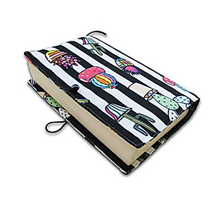 Book Sleeve Cover , Cute Cacti Pattern - Fabric Novel for Adult Books Cover for Paperback , Washable Book Protector , Padded Case for Novel 5.5 x 8.2 x 1.6