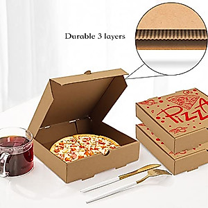 Zitonyang Pizza Boxes,15 Pack Cardboard Pizza Boxes Kraft Corrugated Pizza Boxes Cardboard Boxes Take Out Containers,Square Pizzeria Bakery Packaging Box,Takeaway Mailing Shipping(Red)
