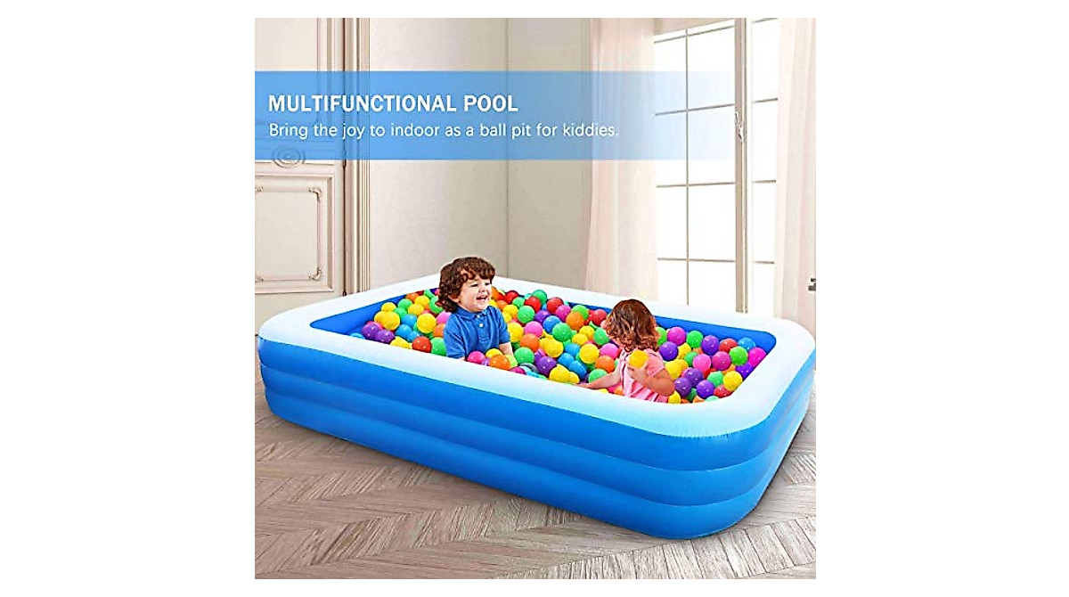Large Inflatable Kiddie Pool for Families - 118x72x22 Inches