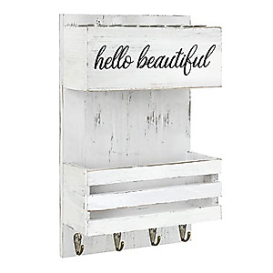 Rustic Hair Tool Organizer Wall Mount, 2 Layer Hair Dryer Holder Wall Mounted, Bathroom Hair Care and Styling Tool Organizer for Wall, Hair Accessories Organizer with Shelf for Makeup, Toiletries