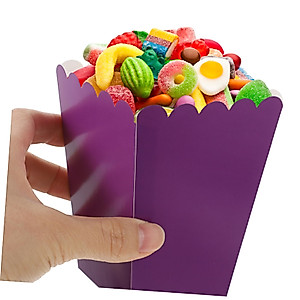 GRIRIW 50pcs Boxes Popcorn Box Kraft Paper Container Popcorn Cups Cardboard Candy Container Snack Containers Snack Candy Popcorn Buckets for Theater Snack Bag Purple 250g White Cardboard