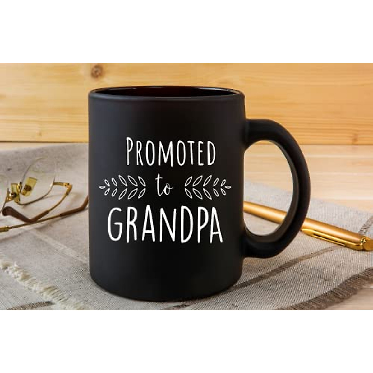 Pregnancy Announcement For Grandparents Black Coffee Mugs - Grandma To Be & Grandpa to Be 11 oz Mugs - Pregnancy Reveal Idea For Baby Announcement - Mug Set - Promoted to Grandma & Grandpa
